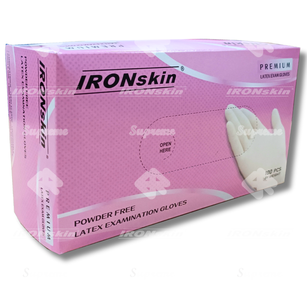 IRONskin 9” Powder Free Latex Examination Gloves, 5.0g (Polymer Coated ...