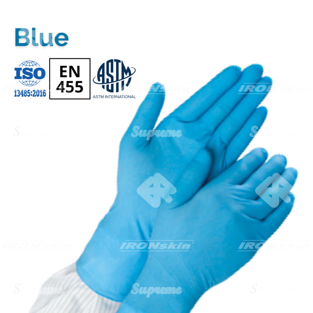 IRONskin Cleanroom 12” Powder Free Nitrile Disposable Gloves, 6.5g ...